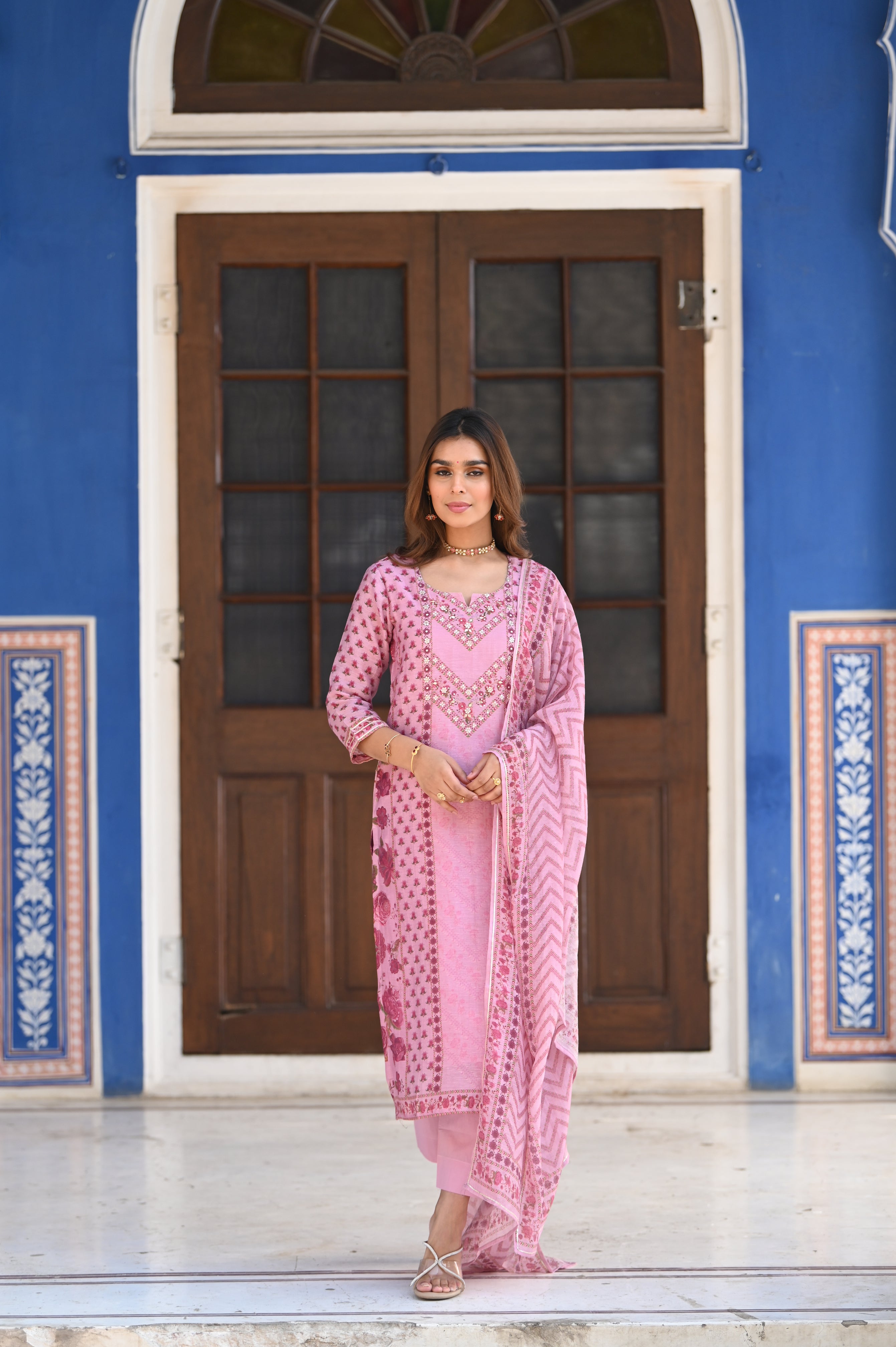 Pink Ikhtiyar Block Print Chanderi Suit Set – Mahee Jaipur